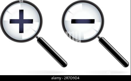 illustration of increase-decrease magnifiers icons Stock Vector Image & Art - Alamy