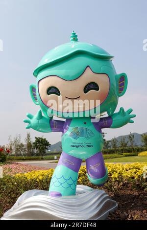 ZHOUSHAN, CHINA - JUNE 15, 2023 - A set of 1.9-meter-tall mascots named ...