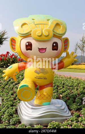 ZHOUSHAN, CHINA - JUNE 15, 2023 - A set of 1.9-meter-tall mascots named ...
