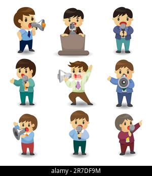 funny cartoon office worker talk with Microphone and speaker seamless pattern Stock Vector Image ...