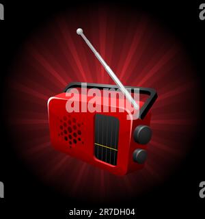 iconic illustration of a red shiny transistor radio set Stock Vector ...