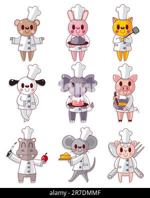 cartoon animal chef icons set Stock Vector Image & Art - Alamy