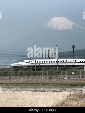 Mt. Fuji, Fuji River and Tokaido Shinkansen Stock Photo - Alamy