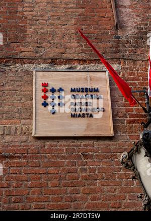 Main Town Hall sign, Dluga Street, Gdansk, Poland, Europe Stock Photo ...