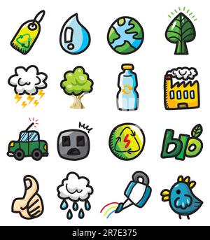 hand draw cartoon eco icons Stock Vector Image & Art - Alamy
