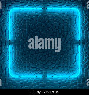 Rectangular neon sign. Geometric glowing lines. Abstract background ...