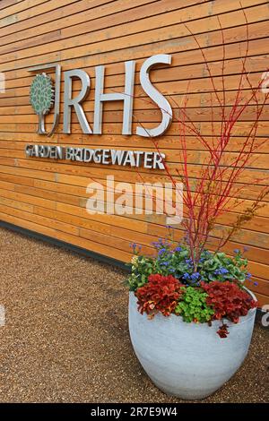 Sign at entrance to RHS Garden, Bridgewater Stock Photo - Alamy
