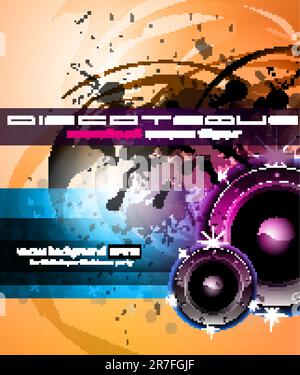 Retro Music Night Posters. Disco Ball & Sound Wave Retro Poster Set ...