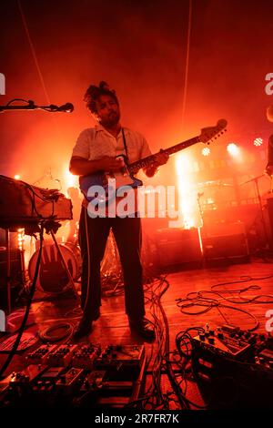 Alex Fischel of Spoon performs during the Forecastle Music Festival at ...