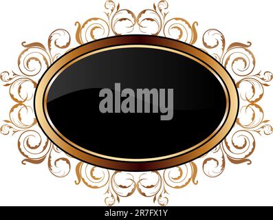 Black and gold color oval label sticker with word epidemic on white ...