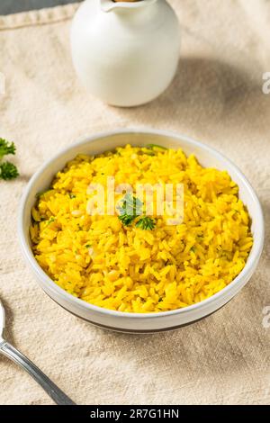 Homemade Yellow Mediterranean Rice with Pine Nuts Stock Photo - Alamy