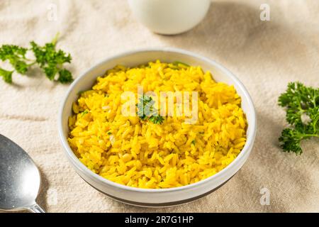 Homemade Yellow Mediterranean Rice with Pine Nuts Stock Photo - Alamy