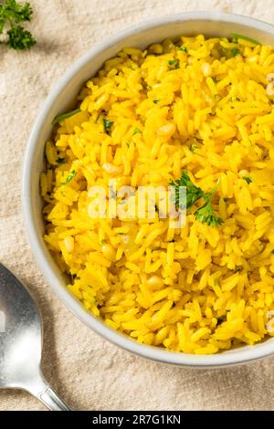 Homemade Yellow Mediterranean Rice with Pine Nuts Stock Photo - Alamy