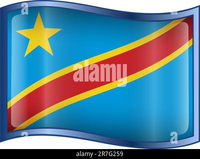 Waving flag of DR Congo on sky background. Template for independence ...