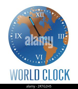 earth hour round clock globe world celebration event Stock Vector Image ...