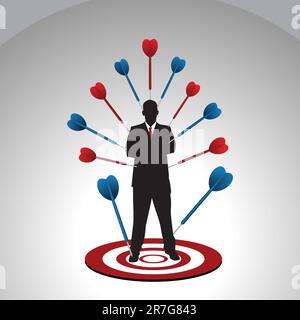 businessmen standing center of the archer board Stock Vector Image ...