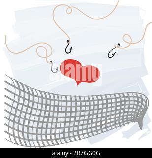 Fishing hooks in the shape of a heart. Fishing equipment. Fishing ...