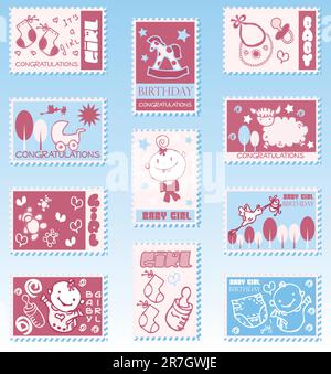 baby girl postage stamps baby icons Stock Vector Image & Art - Alamy