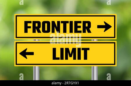 Frontier road sign on blur background Stock Photo - Alamy