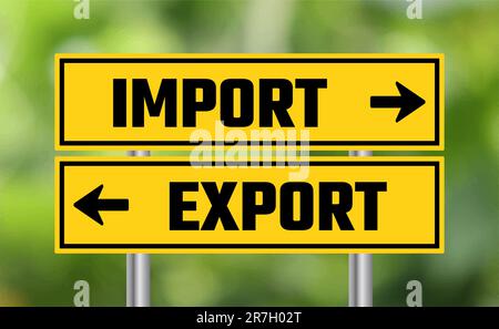 Export road sign on blur background Stock Photo - Alamy