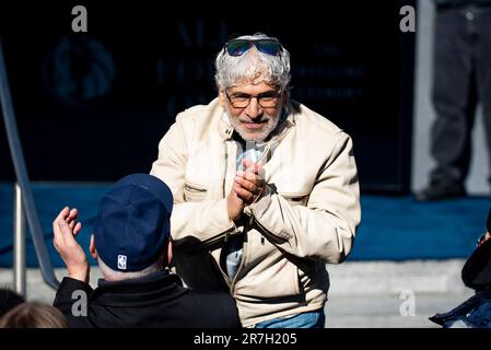 Artist Omri Amrany bows to the audience during the "All Four One ...
