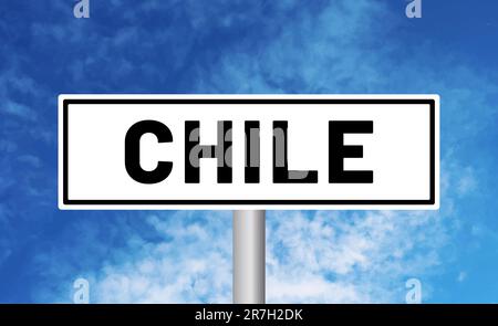 Chile road sign on cloudy sky background Stock Photo - Alamy