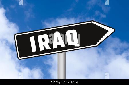 Iraq road sign on sky background Stock Photo - Alamy