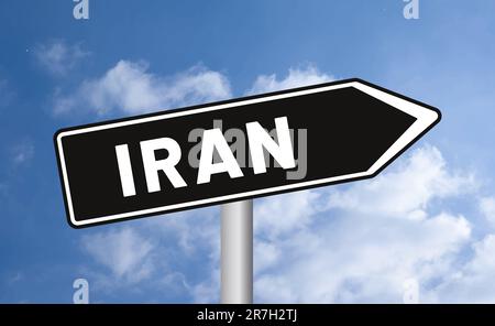 Iran road sign on cloudy sky background Stock Photo - Alamy