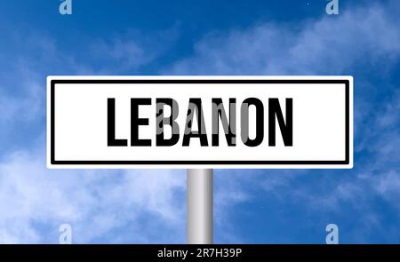 Lebanon road sign on sky background Stock Photo - Alamy