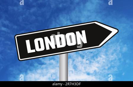 London road sign on cloudy sky background Stock Photo - Alamy