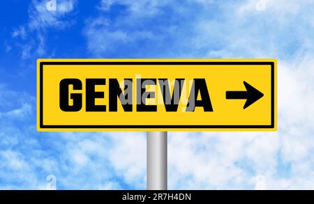 Geneva road sign on sky background Stock Photo - Alamy