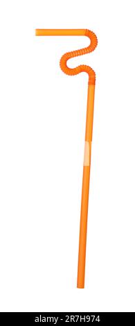 Orange plastic cocktail tube isolated on white, top view Stock Photo ...