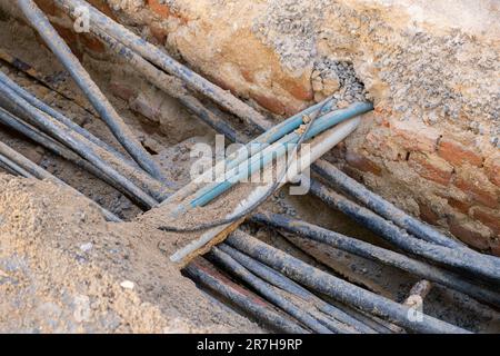 A lot of communication Cables protected in various color tubes ...