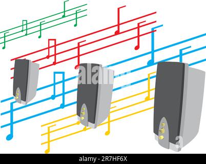 Musical column. Musical notes. Loud music. Loudness and a sound Stock ...