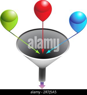Three Stage Funnel Chart Stock Vector Image & Art - Alamy