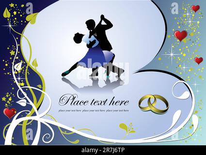 Valentines Day greeting card with tango dancing. 3d vector illustration ...