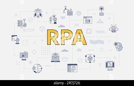 rpa robotic process automation concept with circle icon for website template or landing page ...