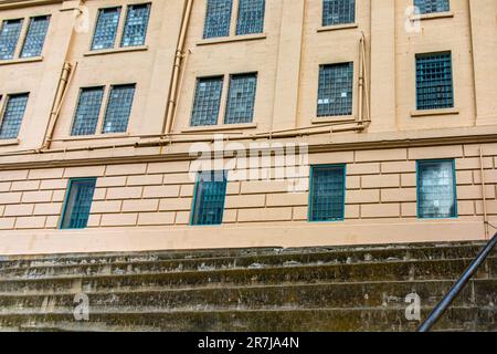 Old toilet of the maximum security federal prison of Alcatraz, located ...