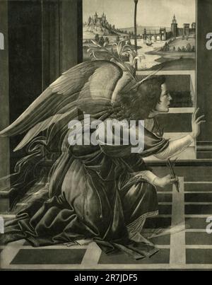 The Angel of the Annunciation, painting by Italian artist Simone Martini, 14th century Stock ...