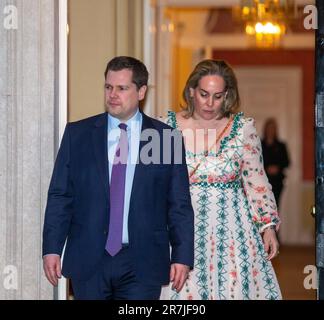 Michal Berkner, wife of Robert Jenrick, listens as he speaks at a ...