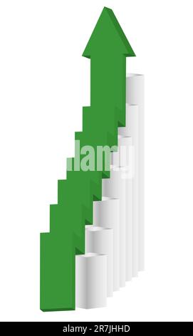 Green chart reflected isolated on white background Stock Vector Image ...