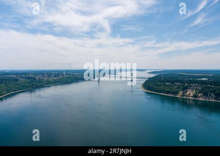 Aerial view of Point Defiance and the Tacoma Narrows Stock Photo - Alamy