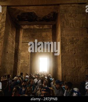Tourists Admire Massive Temple Columns at Popular Egyptian Histo Stock ...