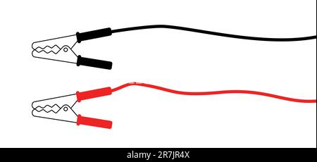 Cartoon jumper cable or jumper lead for car. Booster cable icon. Plus ...