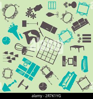 stool seat icon sign. Seamless pattern with geometric texture. Vector ...