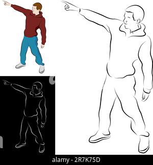 Pointing Man Line Drawing Stock Vector Image & Art - Alamy