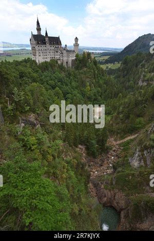 Schwangau, Germany. 16th June, 2023. View from the Marienbrücke bridge into the Pöllat gorge. A ...