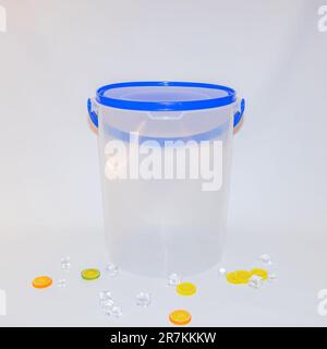 The Versatile Blue Plastic Cylinder Container with Lid is a practical ...
