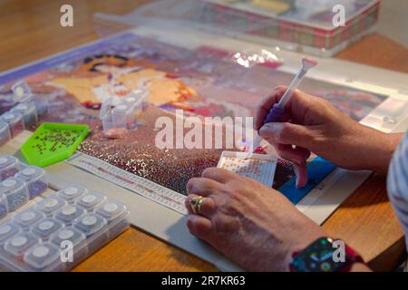 Adult Crafting - Diamond Art Stock Photo - Alamy