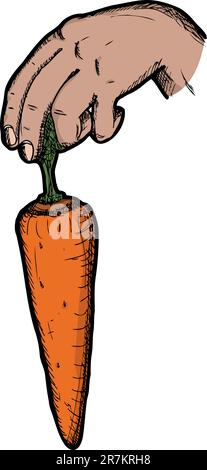 Cartoon illustration of dangle a carrot saying or proverb with rabbit ...